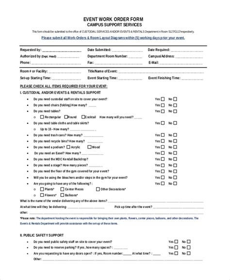 FREE Sample Event Order Forms In PDF MS Word Excel