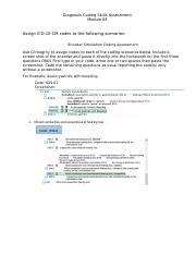 ASSESSMENT MODULE Diagnosis Coding Skills Assessment Module Assign ICD CM Codes To The