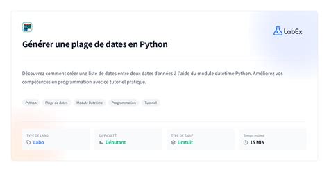 Python Plage De Dates Module Datetime Labex
