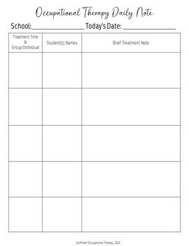 Occupational Therapy Daily Note Template Babe Based TPT