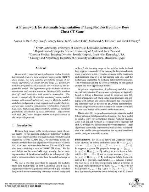 Pdf A Framework For Automatic Segmentation Of Lung Nodules From Low Dose Chest Ct Scans