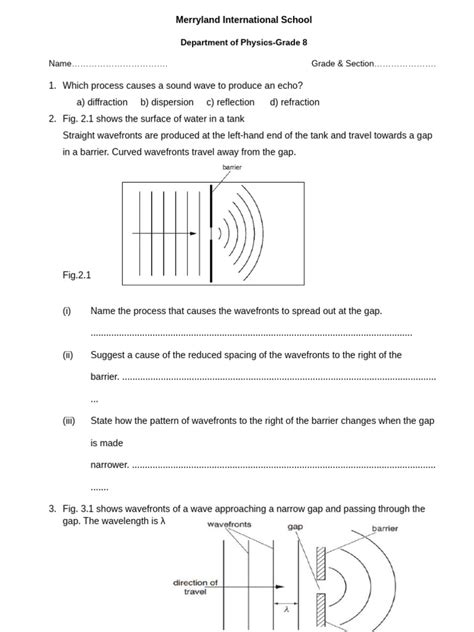 Diffraction 1 Worksheet Pdf Science And Mathematics History