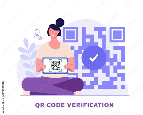 Woman Using Phone With QR Sign Users Scanning QR Code For Account Sign In Payment Online
