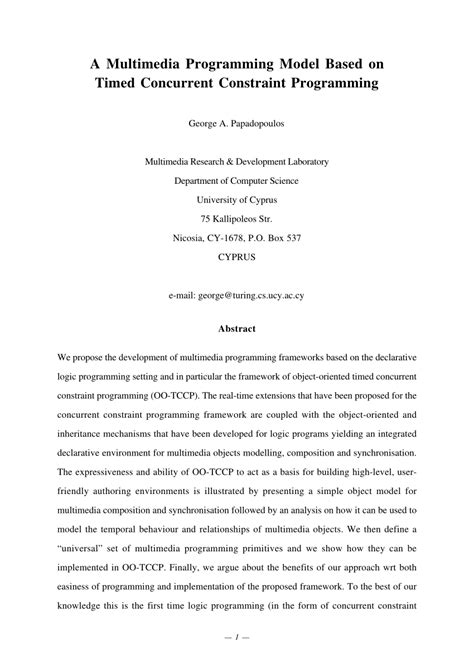 Pdf A Multimedia Programming Model Based On Timed Concurrent