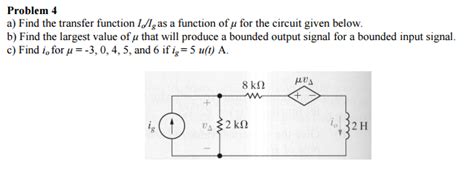 solved find the transfer function i o i g as a function of