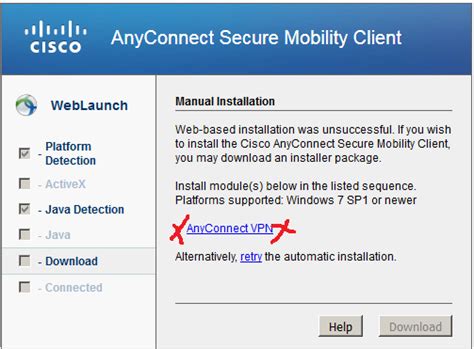 Install Cisco Anyconnect Client