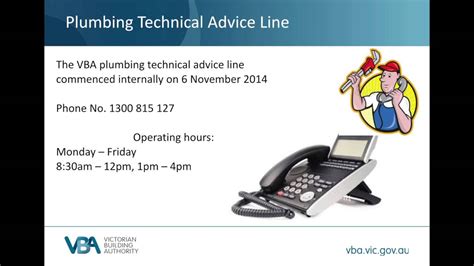 VBA Seminar Series 2015 Plumbing Part 3 Information And Advisory