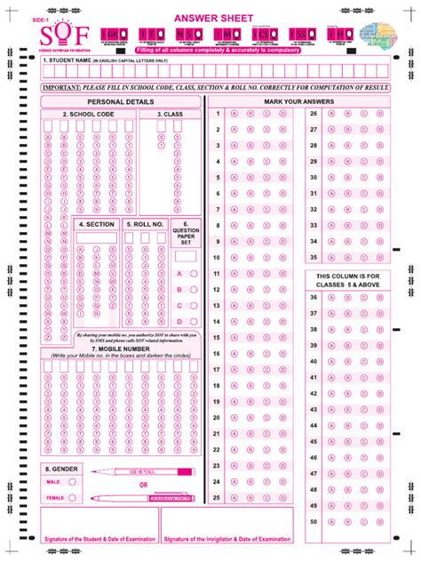 Share Sof Olympiad Jks Omr Sheet 69067039 Pdf Computers