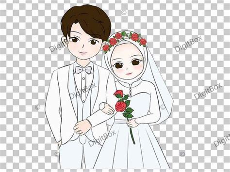 عکس کارتونی عروس و داماد مسلمان دیجیت باکس Digitbox