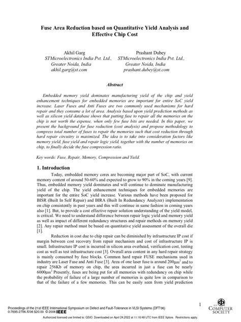 fuse area reduction based on quantitative yield analysis and effective