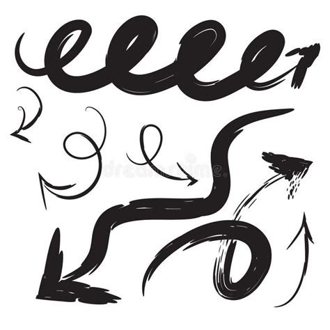 Sketchy Arrow Set Doodle Arrows Hand Drawn Direction Marks Stock Illustration Illustration