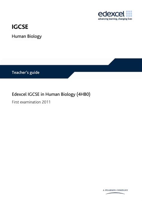 Pdf Edexcel Igcse 2009 · Human Biology Edexcel Igcse In Human Biology 4hb0 First Examination