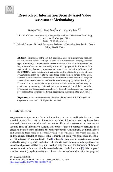 Pdf Research On Information Security Asset Value Assessment Methodology