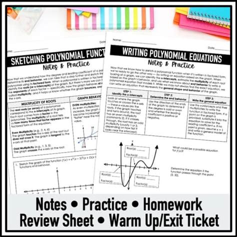 Key Features And Graphing Polynomial Functions Algebra 2 Unit Tpt