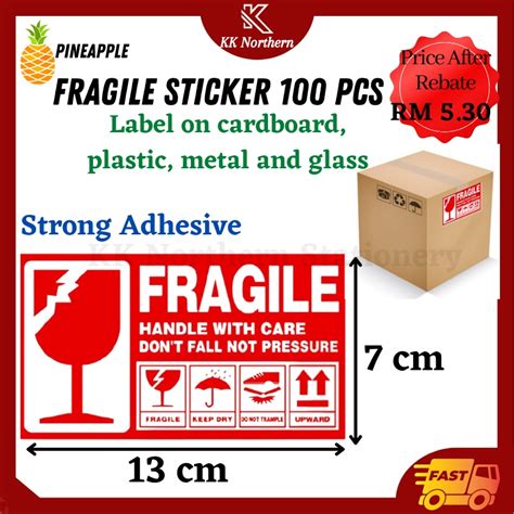 100pcs Fragile Sticker Fragile Warning Label Handle With Care Caution