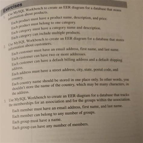 Solved Use Mysql Workbench To Create An Eer Diagram For A