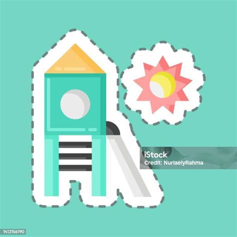 스티커 라인 컷 놀이터 시티 파크 기호에 적합합니다 편집 가능한 간단한 디자인 디자인 템플릿 벡터 간단한 그림 가냘픈에 대한