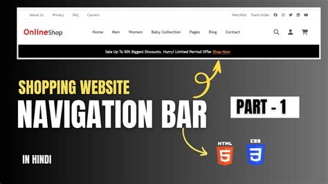 Navigation Bar How To Make Navbar E Commerce Website Navbar Using Html Css Part 1