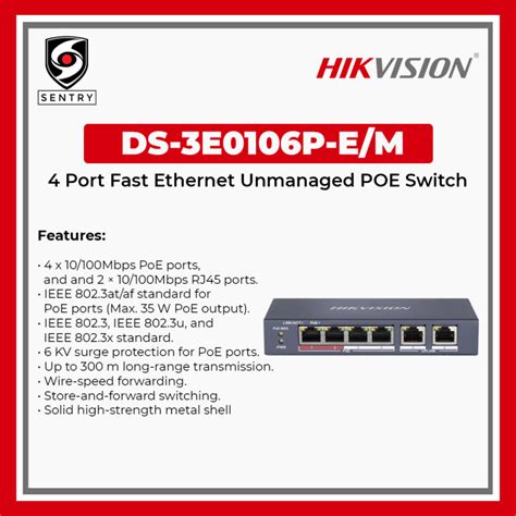 Hikvision Ds 3e0106p E M 4 Port Fast Ethernet Unmanaged Poe Switch Lazada Ph
