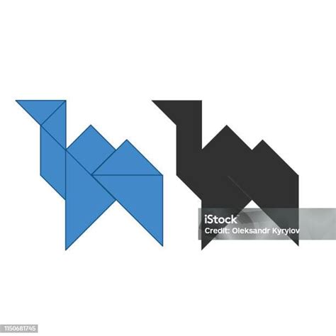 카멜 탱 그램 전통적인 중국 해 부 퍼즐 일곱 타일링 조각기하학적 모양 삼각형 사각형 마름모 평행 사변형 분석 기술을 개발 하는 데 도움이 아이 들을 위한 보드 게임 벡터