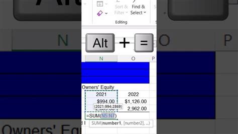 Warning About Excel Sum Function Keyboard Shortcut Alt Short