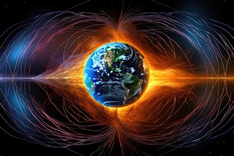 A Globe With A Line Of Lines Around It Earths Magnetic Field Lines
