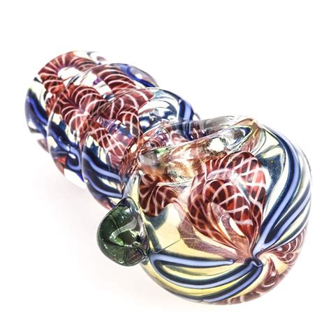 Chunky Fumed Glass Pipe W Marble Puffing Bird