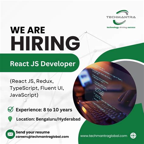 Techmantra Global On Linkedin Hiring Reactjs Developer Subject Hiring Reactjs Javascript