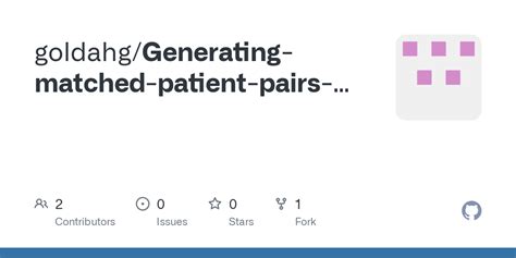 GitHub Goldahg Generating Matched Patient Pairs From An Excel Database