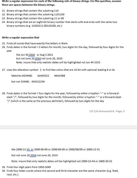 Solved Write A Regular Expression For Each Of The Following