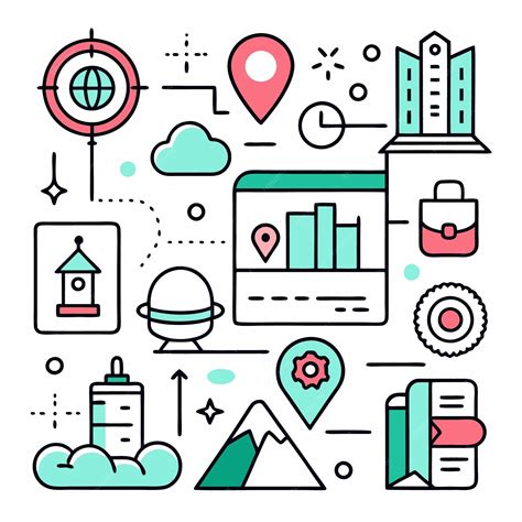 Premium Vector Line Art Illustration Of Global Business Technology And Data Analysis Concepts