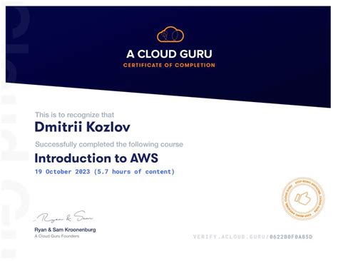 Dmitrii Kozlov On Linkedin Certificate Of Completion A Cloud Guru