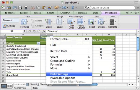 ms excel 2011 for mac remove subtotals on pivot table columns