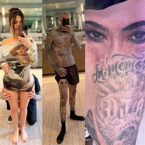 Travis Barker Show Off New Tattoo Of Kourtney Kardashians Eyes Inked