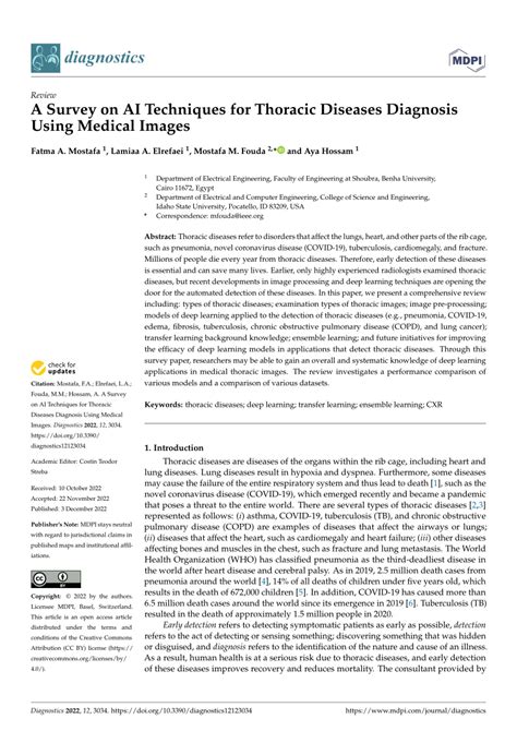Pdf A Survey On Ai Techniques For Thoracic Diseases Diagnosis Using Medical Images