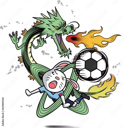 龍のように活躍するうさぎのサッカー選手 Stock Vector Adobe Stock