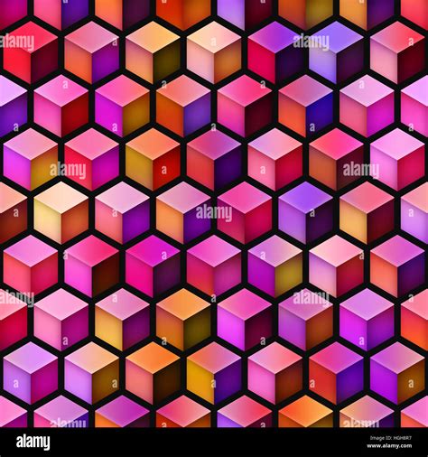 Gradient Cubes Tiling Abstract Geometric Background Design Seamless Multicolor Pattern Stock