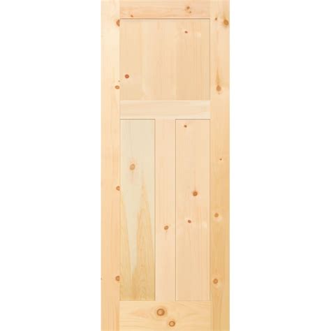 Milette 30 Inch X 80 Inch Natural 3 Panel Craftsman Solid Wood Knotty
