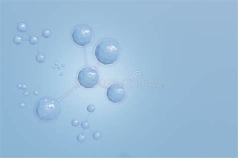 3d Blue Molecule Or Atom Floating In Air On Light Blue Background Abstract Structure For