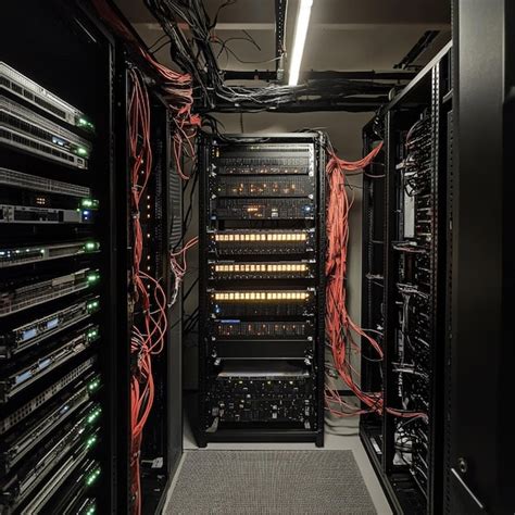 A Server Room Setup Showing The Installation Of Dedicated Servers Premium Ai Generated Image