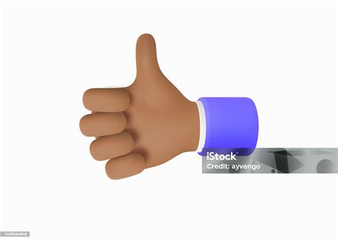 기호처럼 좋아요 손 제스처 엄지 손가락 아프리카 계 미국인 흰색 셔츠와 파란색 재킷을 입은 손 3d 만화 스타일 아이콘은 앱 웹 광고 포스터를 흰색으로 격리합니다 3d 벡터
