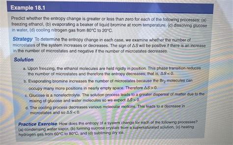 Solved Example 18 1 Predict Whether The Entropy Change Is Chegg Com