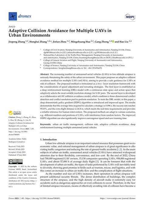pdf adaptive collision avoidance for multiple uavs in urban environments