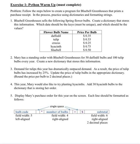Solved Exercise 1 Python Warm Up Must Complete Problem