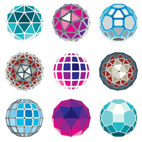 Premium Vector Set Of Vector Low Poly Spherical Objects With Connected Lines And Dots 3d