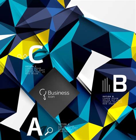 Premium Vector Colorful Triangle Mosaic 3d Geometric Object With Infographics Vector Abstract