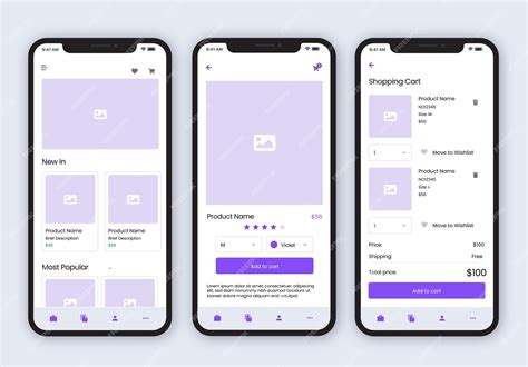 Premium Vector Mobile Application Design Template Vector Wireframes Ux Ui Design For Shopping