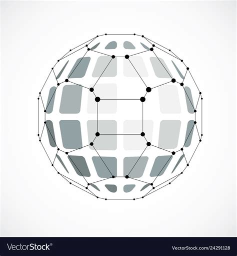 3d Digital Wireframe Spherical Object Made Using Vector Image