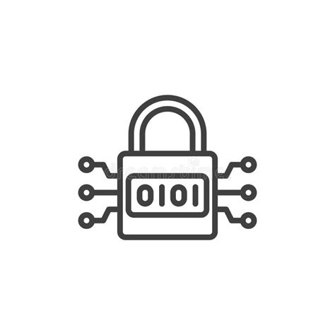 Encryption Lock Line Icon Stock Illustration Illustration Of Binary