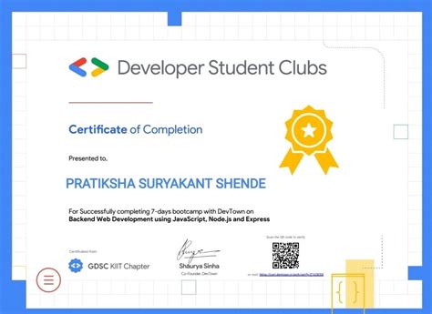 Successful Completed Javascript Course Pratiksha Shende